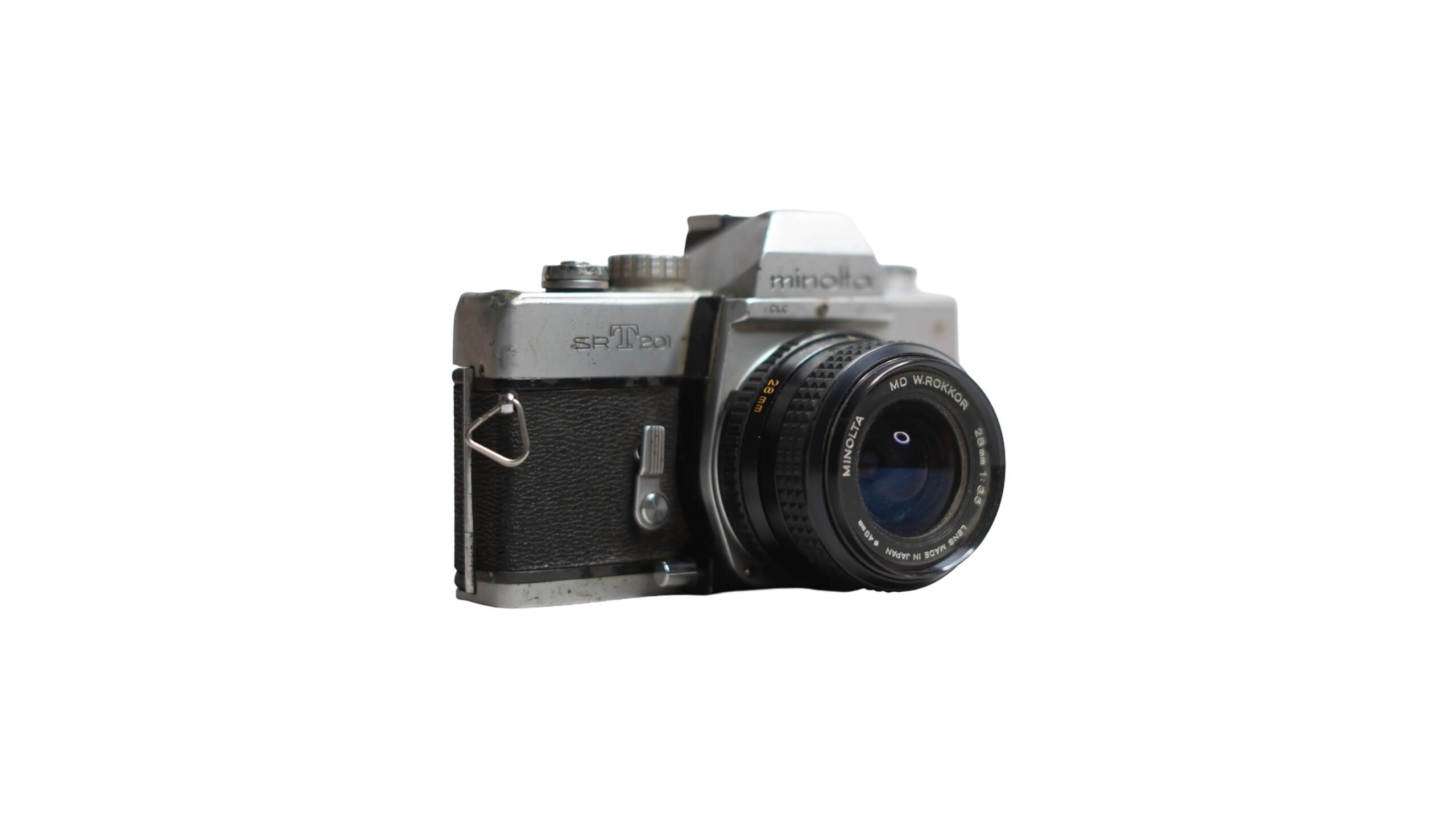 Minolta SRT 201 SLR Film Camera with 28mm f/3.5 Minolta Lens – Retro Hunts
